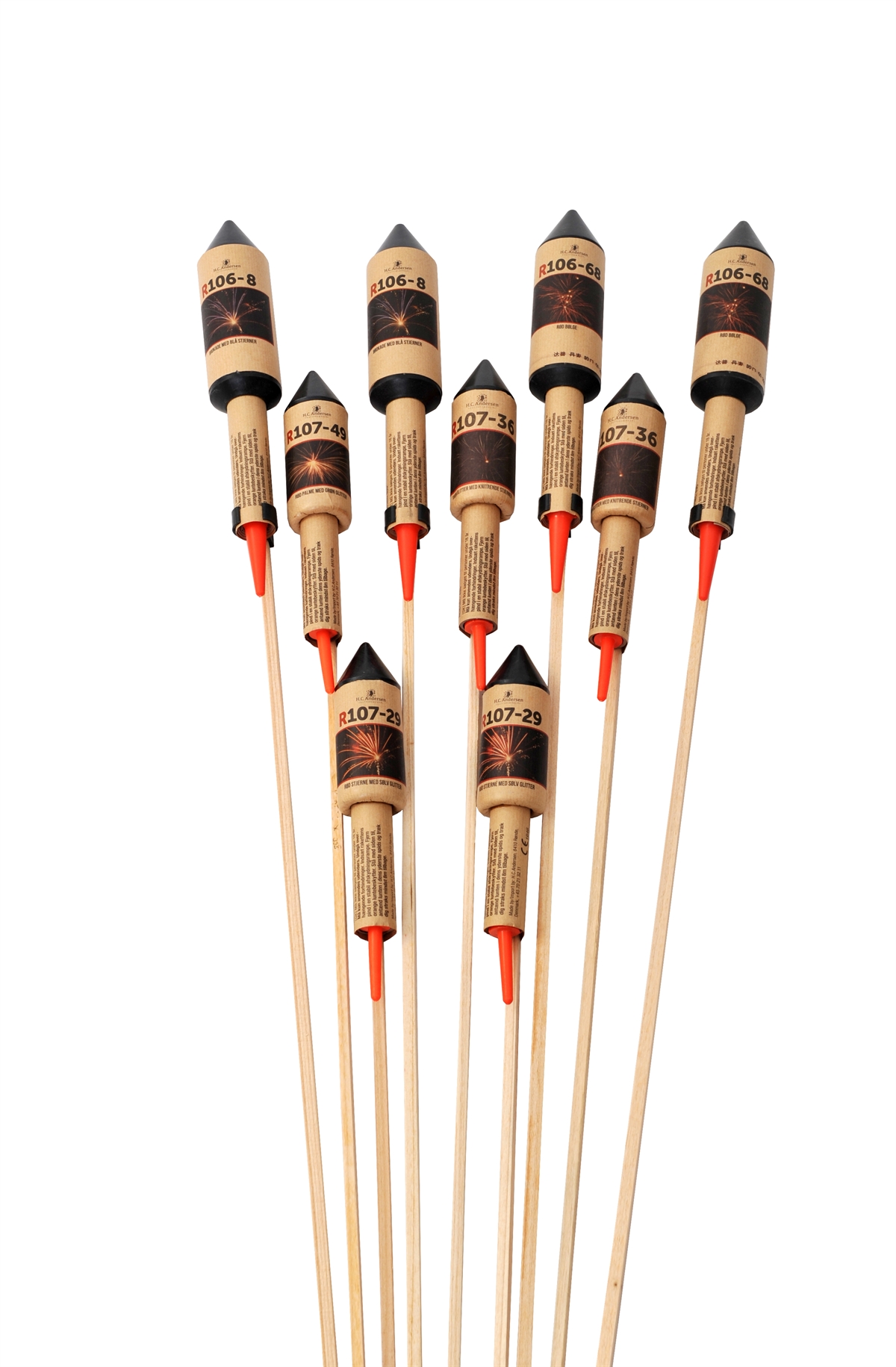 FYRVÆRKERI - Prof. Raketsortiment m/ 9 raketter - NYTÅRSRAKET