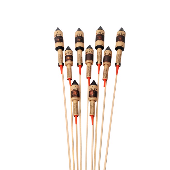 FYRVÆRKERI - Prof. Raketsortiment m/ 9 raketter - NYTÅRSRAKET